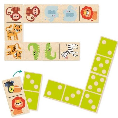 Dominó animales del zoo en madera – La Chata Merengüela